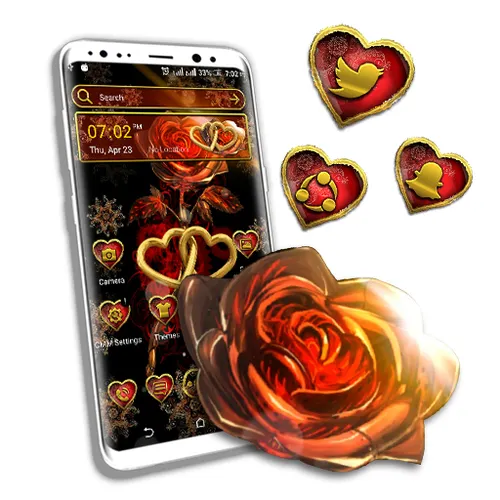 📱Скачать приложение Golden Heart Rose Theme 0,0★ бесплатно на телефон Андроид последнюю версию 2 ...